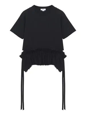 Alexander McQueen Lace Trim Peplum T-shirt - Black