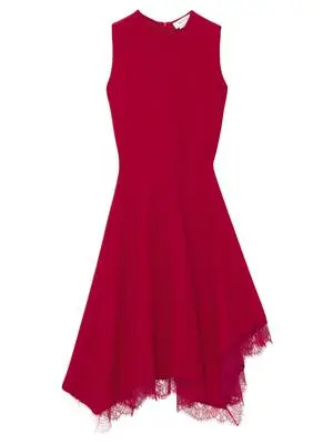 Alexander McQueen Lace Trim A-line Dress - Red