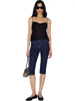 REFORMATION Zoee Stretch Mid Rise Capri Jeans - Blue