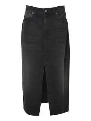 Carhartt Work In Progress Denim Maxi Skirt With Slit - Nero