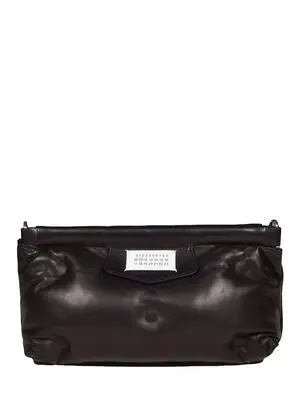MAISON MARGIELA Padded Quilted Leather Clutch Bag With Silver-tone Chain Strap - Nero