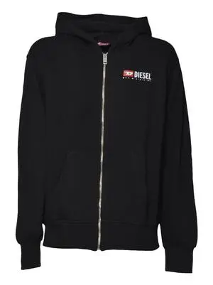 DIESEL® Zip-up Hoodie With Logo Detail - Nero
