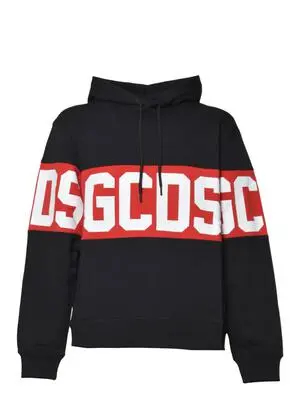 Gcds Black Hoodie With Red And White Logo Band - Nero