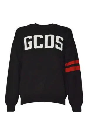 Gcds Striped Logo Sweater - Nero