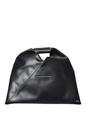 MAISON MARGIELA Black Leather Top Handle Bag - Nero