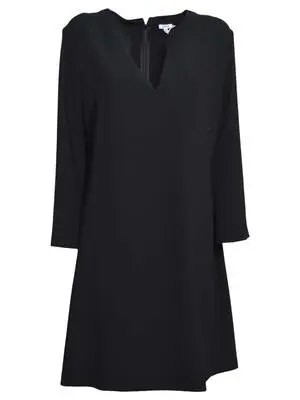 Aspesi Long Sleeve V-neck Dress - Nero