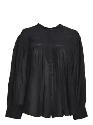 MARANT ETOILE Black Textured Button-up Blouse - Nero