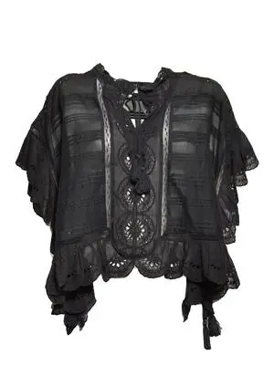MARANT ETOILE Marant Etoile Black Embroidered Cotton Lace Top