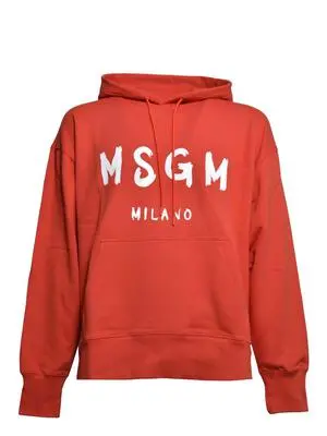 MSGM Hoodie With Logo - Rosso