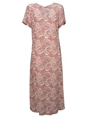 Max Mara Printed V-neck Maxi Dress - Rosso