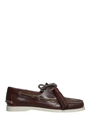 Max Mara Leather Boat Shoes - Marrone