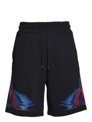 MARCELO BURLON COUNTY OF MILAN Black Cotton Printed Shorts - Nero