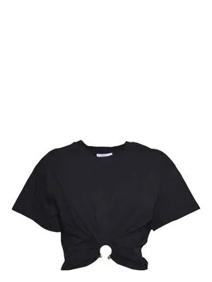 Rabanne Black T-shirt With Ring Detail - Nero