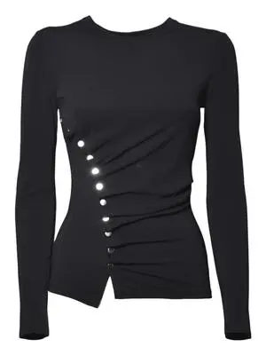 Rabanne Long Sleeve Asymmetrical Button Detailed Top - Nero