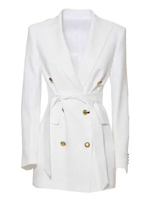 Tagliatore Double Breasted Blazer With Belt - Bianco