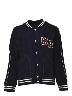 WALES BONNER Embroidered Logo Varsity Jacket - Blu