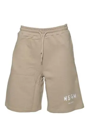 MSGM Drawstring Logo Shorts - Beige