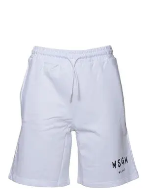 MSGM Drawstring Waistband Shorts - Bianco