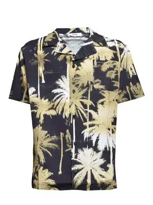 MSGM Palm Tree Print Short Sleeve Shirt - Nero
