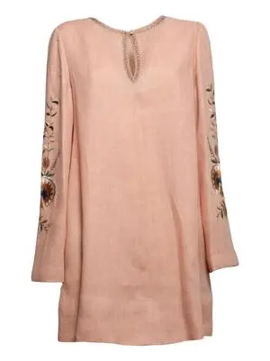 FORTELA Embroidered Linen Shirt - Pesca