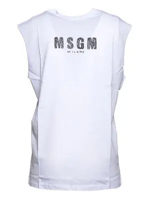 MSGM White T-shirt With Logo Detail - Bianco