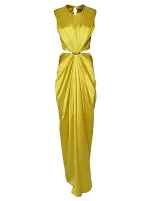Max Mara Sleeveless Cut-out Gown - Giallo