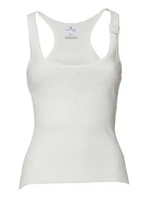 COURREGES Courrèges Ribbed Tank Top With Emblem Detail - Bianco