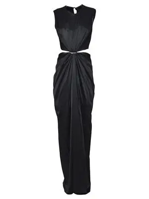 Max Mara Black Draped Cut Out Maxi Dress - Nero