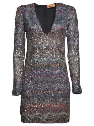 Missoni Sequined V-neck Mini Dress - Multicolour