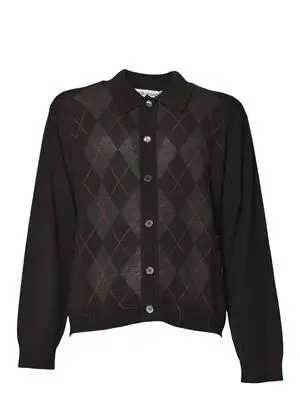 Our Legacy Argyle Patterned Collared Sweater - Marrone