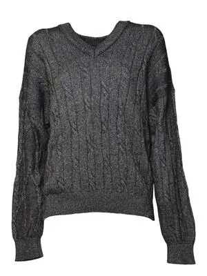 SOLOTRE V-neck Cable Knit Sweater - -97