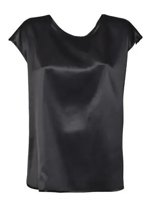 SOLOTRE Cap Sleeve Draped Top - Nero