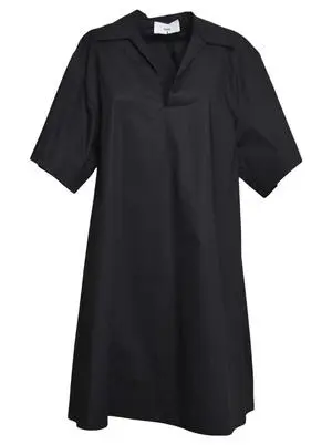 SOLOTRE Black Collared Short Sleeve Dress - Nero