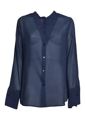 MERCI Band Collar Shirt - Blu