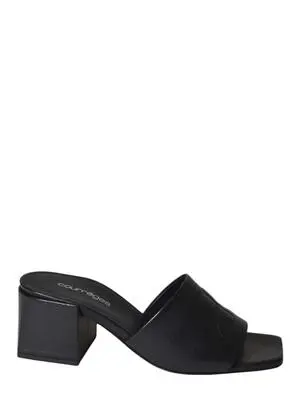 COURREGES Courrèges Black Leather Block Heel Sandals - Nero