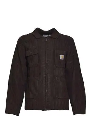 Carhartt Work In Progress Textured Knit Zip-up Jacket - Marrone