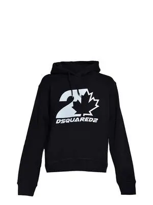 Dsquared2 Cotton Gauzed Sweatshirt With Adjustable Hood - Nero