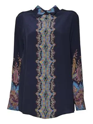 Etro Paisley Print Silk Shirt - Blu