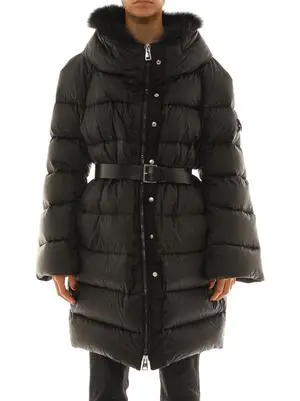 Ermanno Scervino Padded Down Coat With Fur Trim - Nero