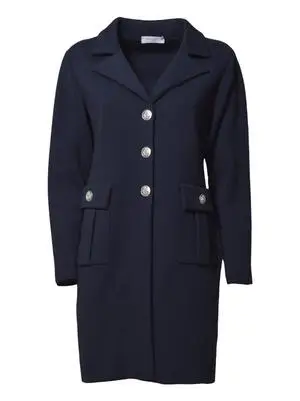 CHARLOTT Navy Tailored Coat With Metal Trims - Blu