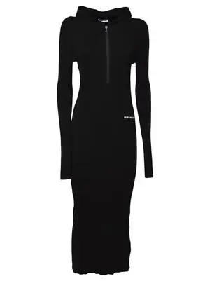 JIL SANDER Jil Sander Ribbed Hooded Midi Dress With Quarter Zip