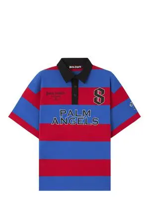 Palm Angels Striped Short Sleeve Polo - Red