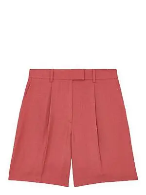 REISS Jules Tailored Woven Bermuda Shorts - Burnt Red