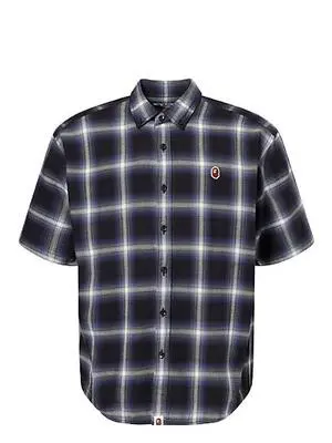 A BATHING APE One Point Plaid-print Cotton-blend Shirt - Black