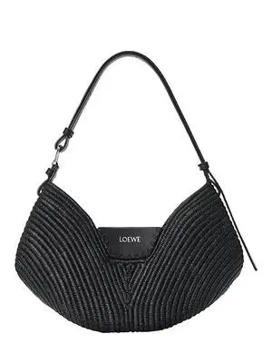 Loewe X Paula's Ibiza Swing Medium Raffia Shoulder Bag - Black