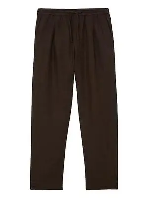 REISS Drawstring-waist Linen Trousers - Chocolate Brown