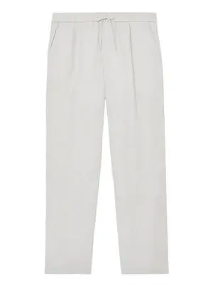 REISS Drawstring-waist Linen Trousers - Stone