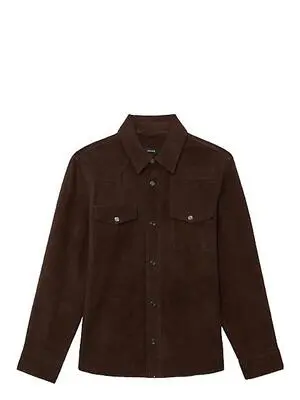 REISS Finsbury Suede Trucker Jacket - Chocolate Brown