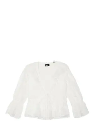 The Kooples Lace V-neck Top - Ecru