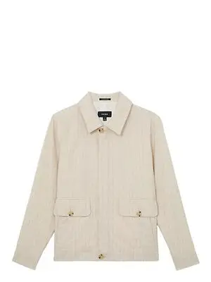 REISS Slayman Pinstripe Stretch Jacket - Off White